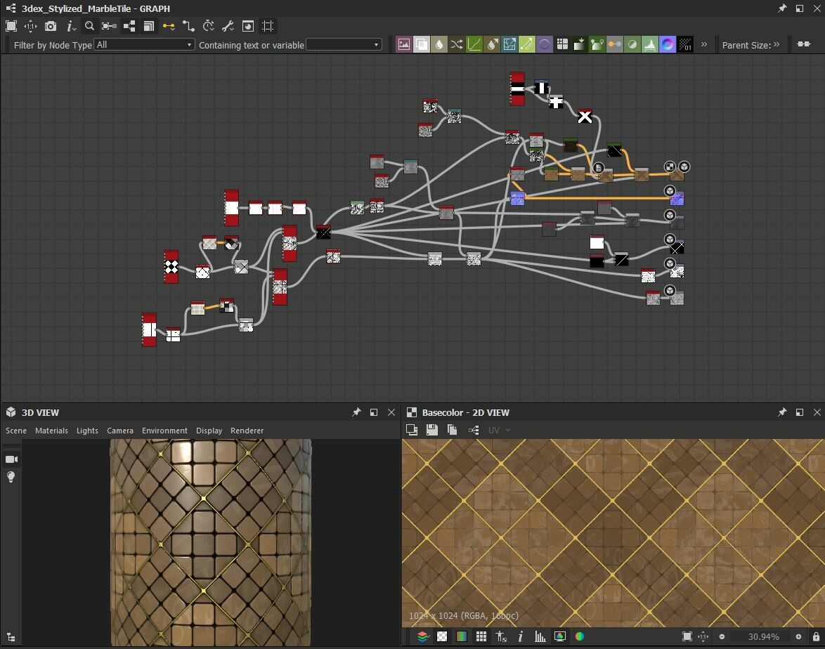 3dExtrude Tutorials - Stylized Marble Tile - Substance Designer