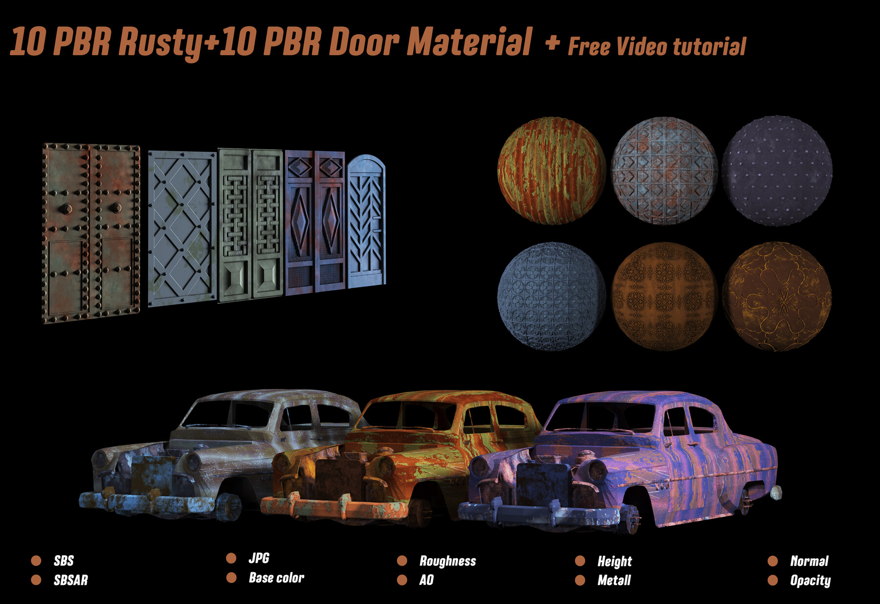 ArtStation - 10 PBR rusty metal + 11 PBR door material | Game Assets