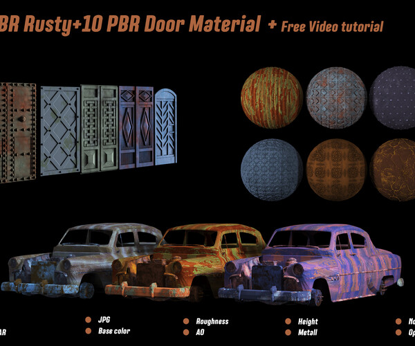 ArtStation - 10 PBR rusty metal + 11 PBR door material | Game Assets