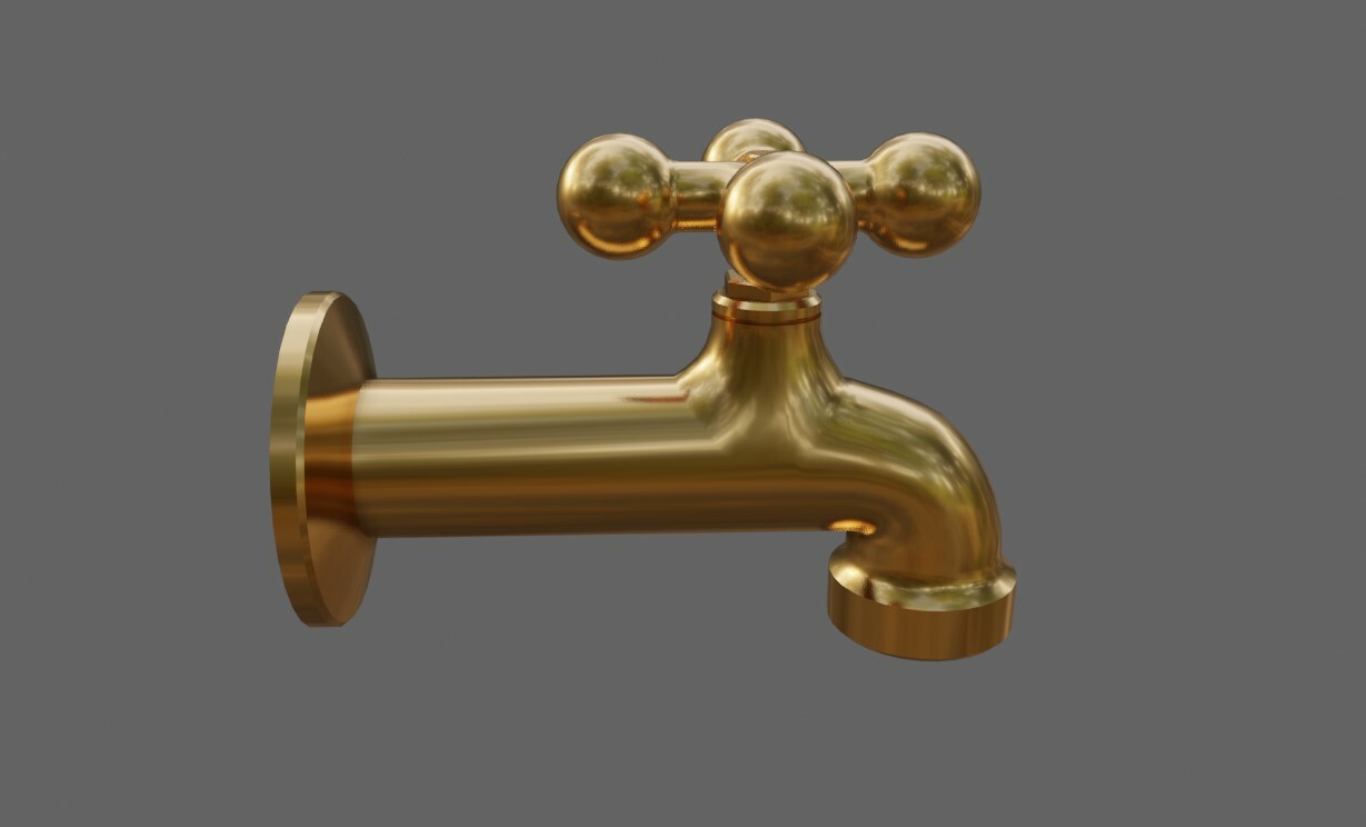 ArtStation - Faucet Extern - Golden - Torneira Low-poly 3D model | Game ...