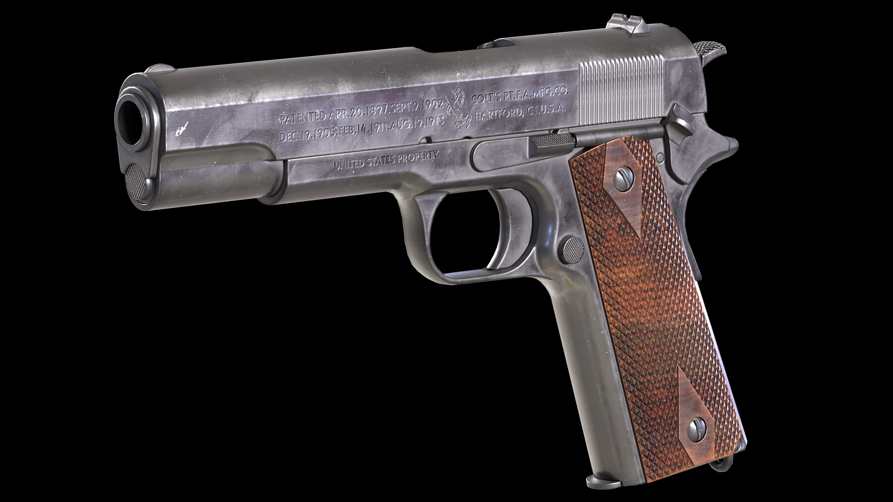 ArtStation - Colt M1911 PBR Worn Low-poly 3D model | Game Assets