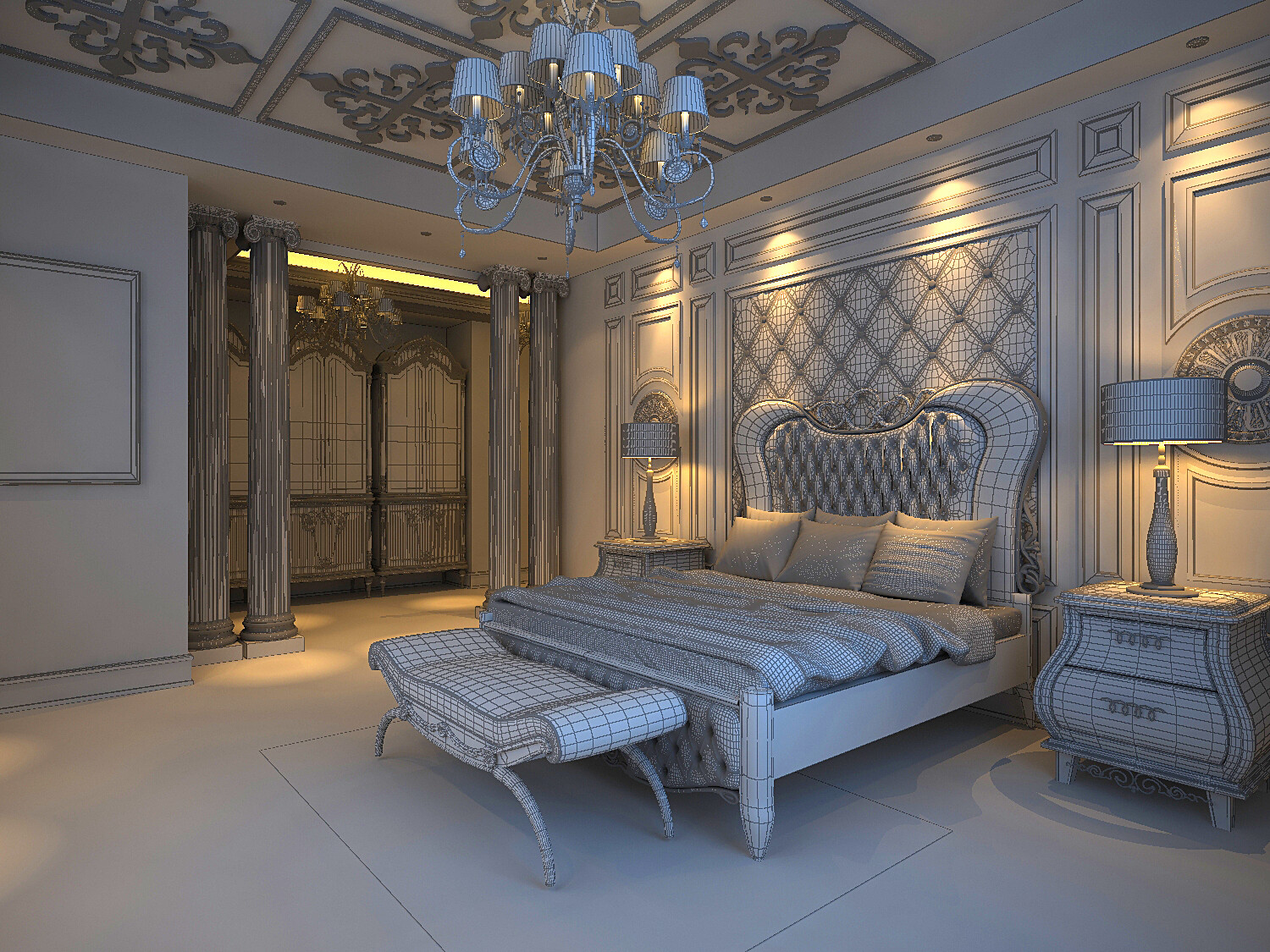 ArtStation - Stylish European bedroom 1891 | Resources