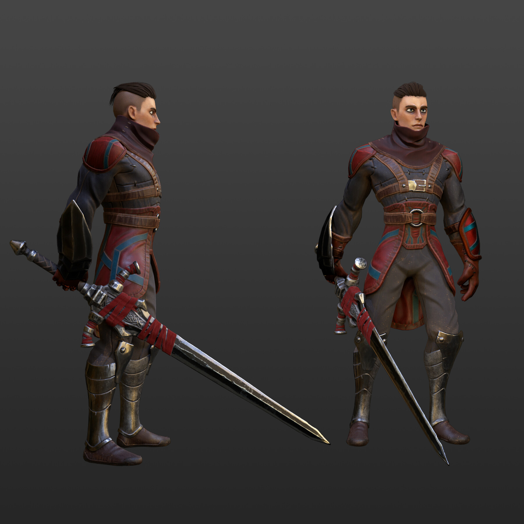 ArtStation - "Red rogue" rigged swordsman | Game Assets