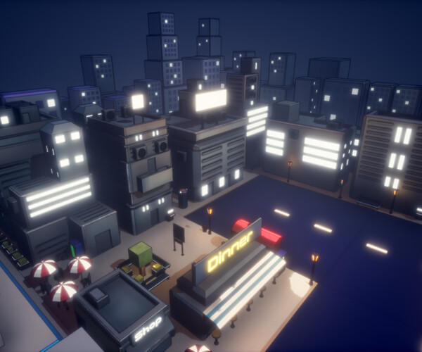 ArtStation - Low Poly Sci Fi City | Game Assets