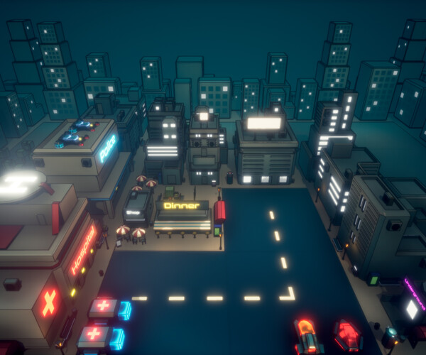 ArtStation - Low Poly Sci Fi City | Game Assets