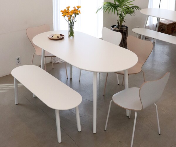 ArtStation - Didi Table Oval Laminate White Dining Table | Resources