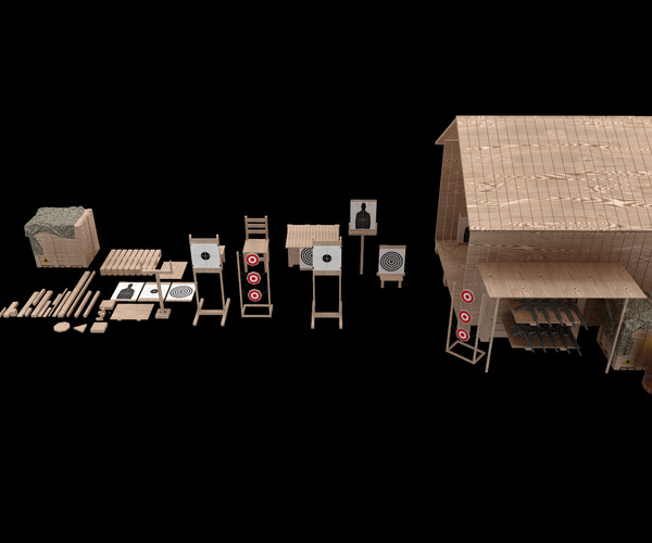 ArtStation - Low Poly Shooting Range Kitbash | Game Assets