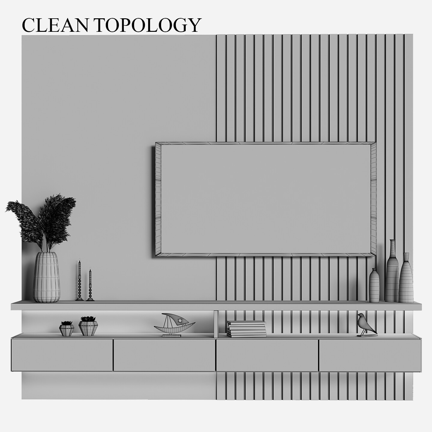 ArtStation - modern TV wall 03 | Resources