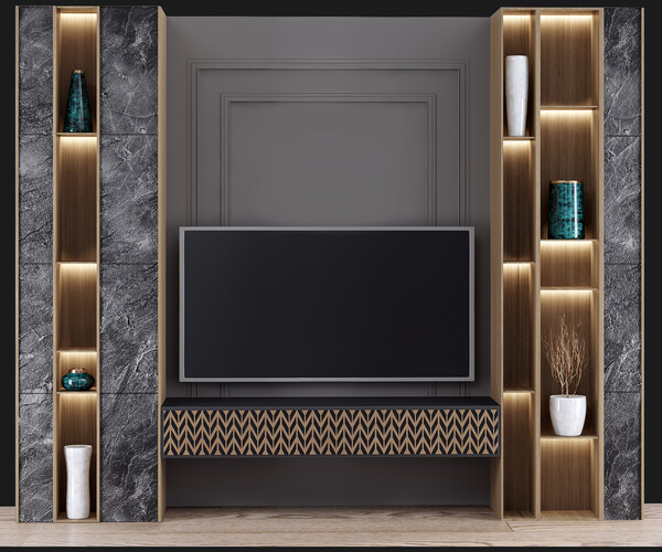 ArtStation - modern TV wall 04 | Resources