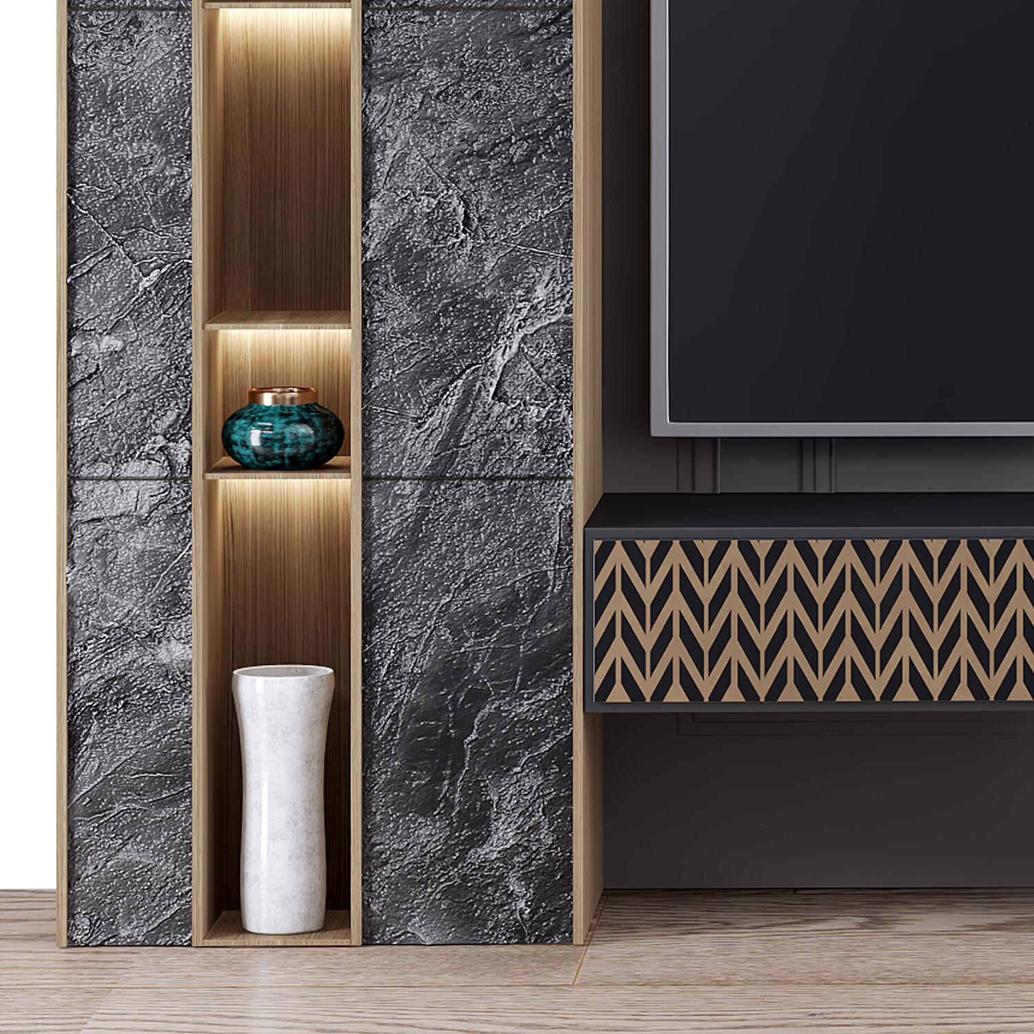 ArtStation - modern TV wall 04 | Resources