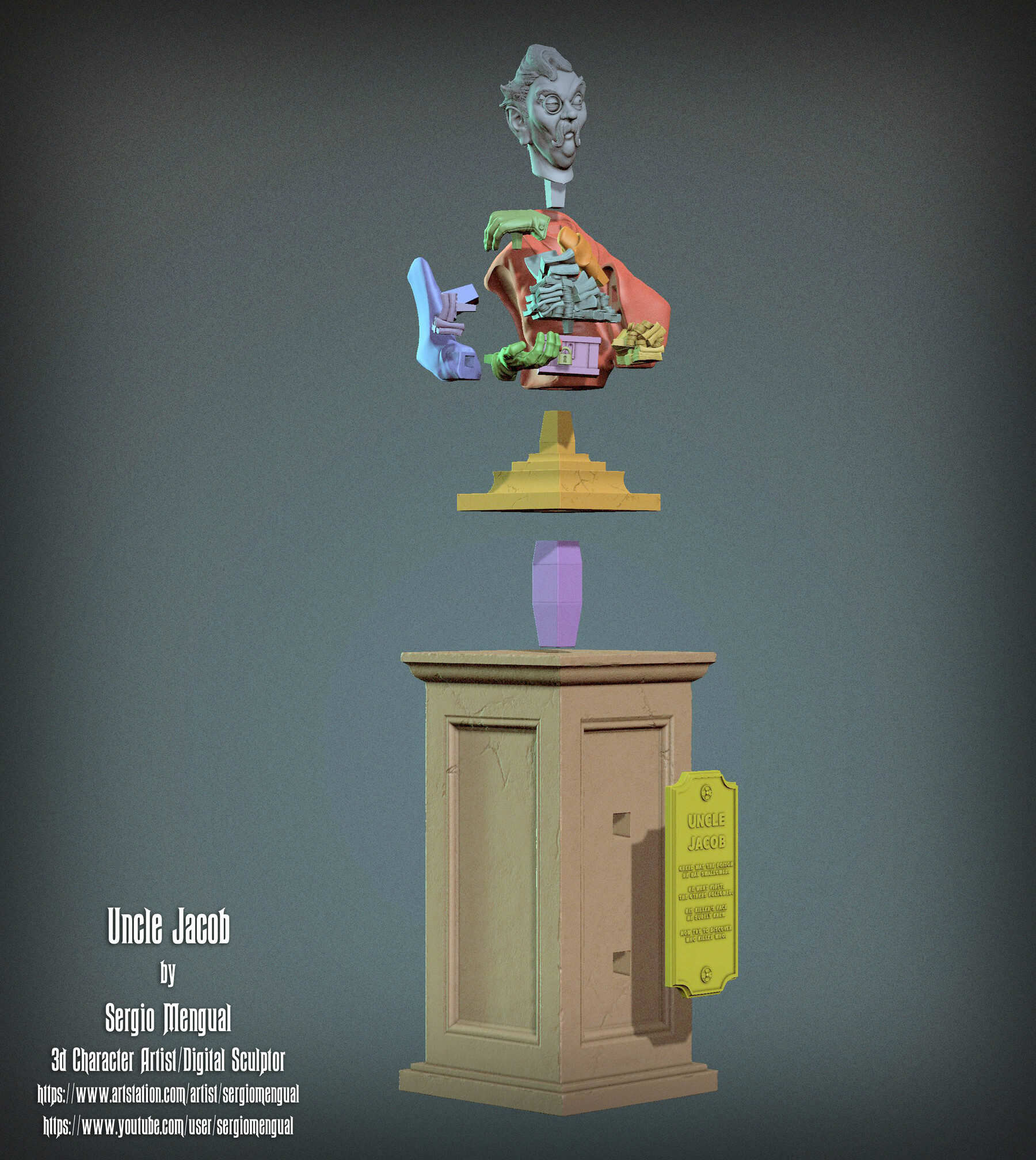 ArtStation - Haunted Mansion Uncle Jacob 3D Printable Bust DELUXE ...