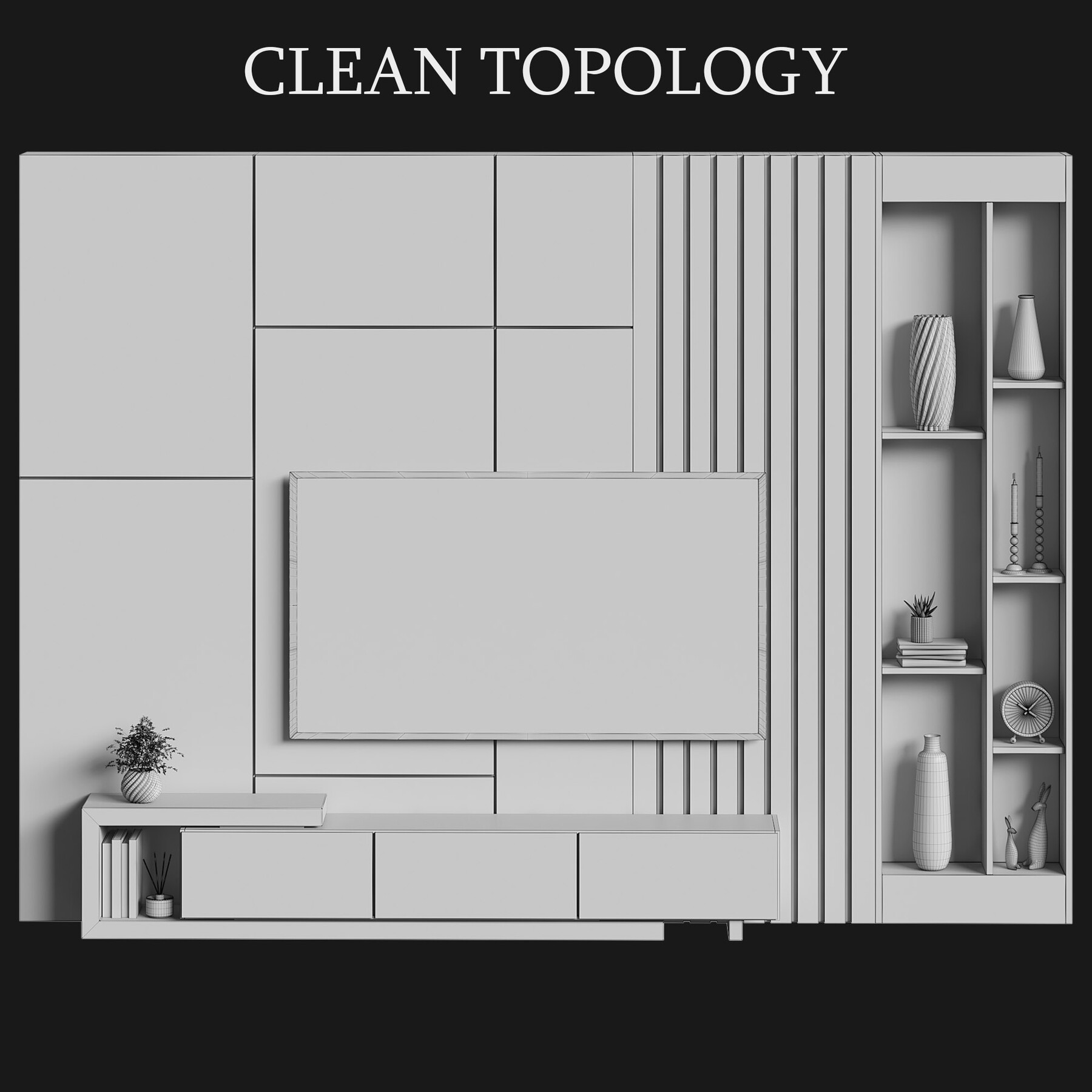 ArtStation - modern TV wall 11 | Resources