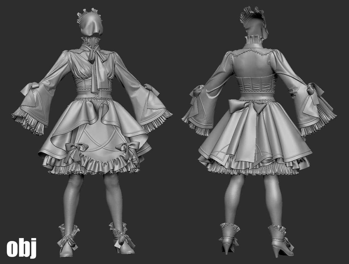 ArtStation - Anime style outfit. Marvelous Designer/Clo3d project + OBJ ...