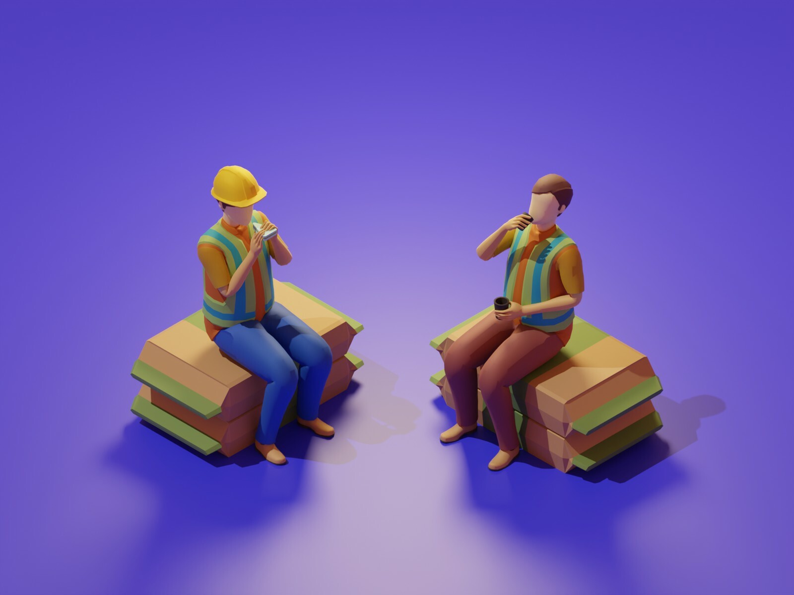 ArtStation - Low Poly 3D Stylized Character Construction Workers ...