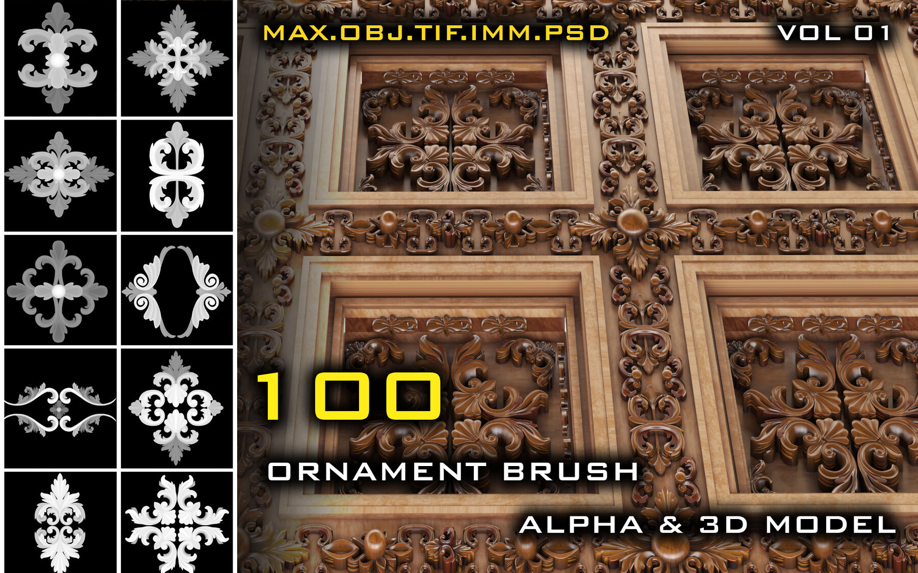 ArtStation - ornament brush & alpha pack | Brushes