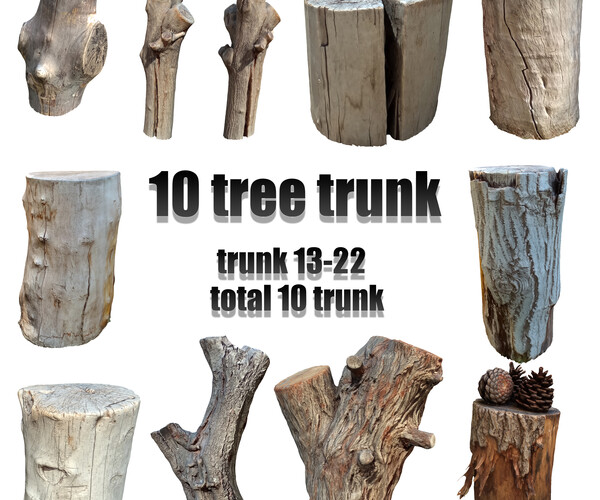 ArtStation - tree trunk pack total 10 tree trunks | Game Assets