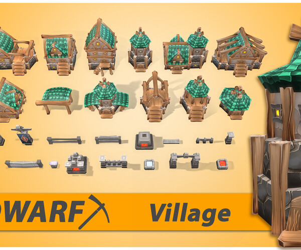 ArtStation - Dwarf RTS Fantasy Buildings | Game Assets