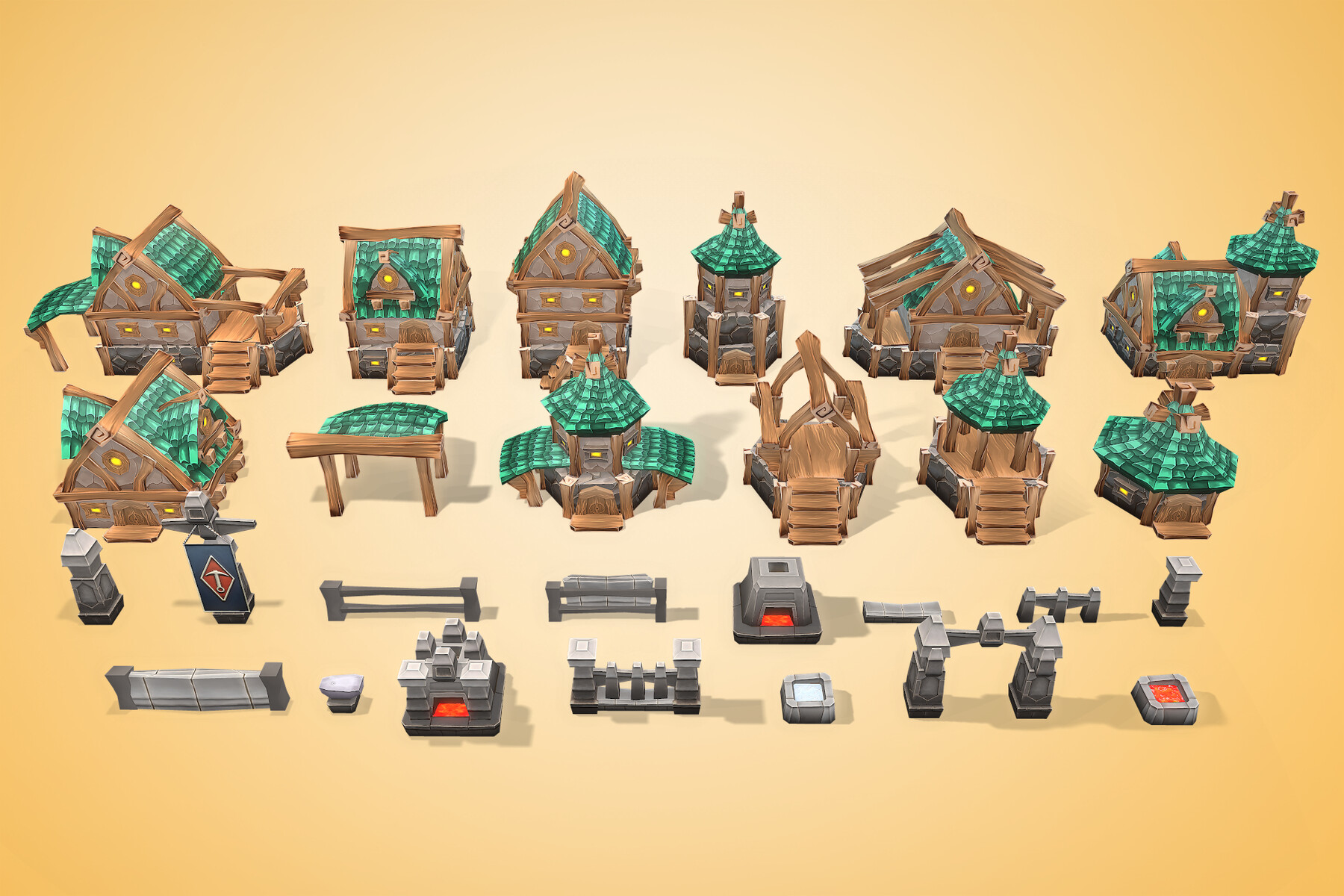 ArtStation - Dwarf RTS Fantasy Buildings | Game Assets