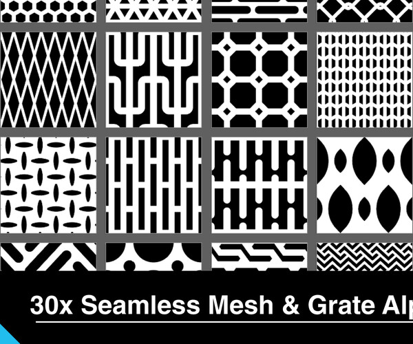 ArtStation - 30x Seamless 4K Mesh & Grate Alphas | Brushes