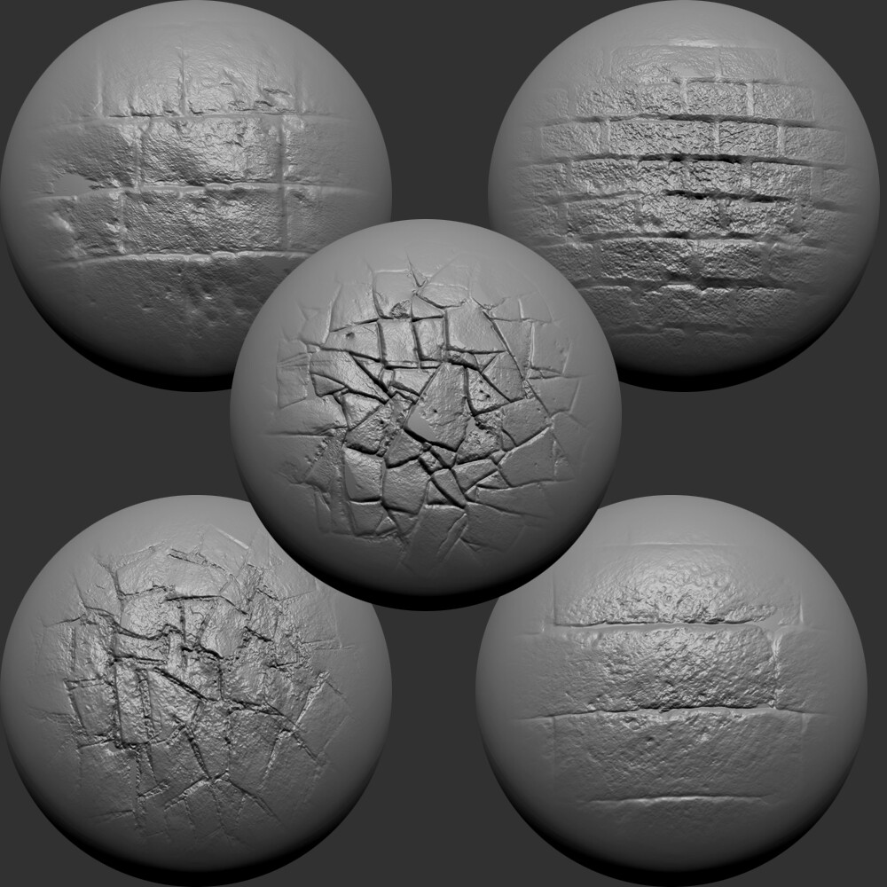 ArtStation - 50 Stone & Brick Alpha and brush | Brushes