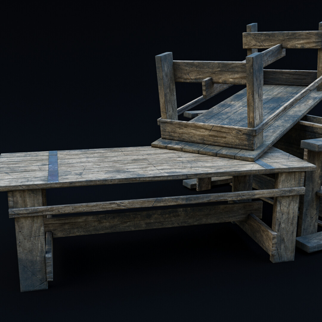 ArtStation - Wood Table Low-Poly | Game Assets