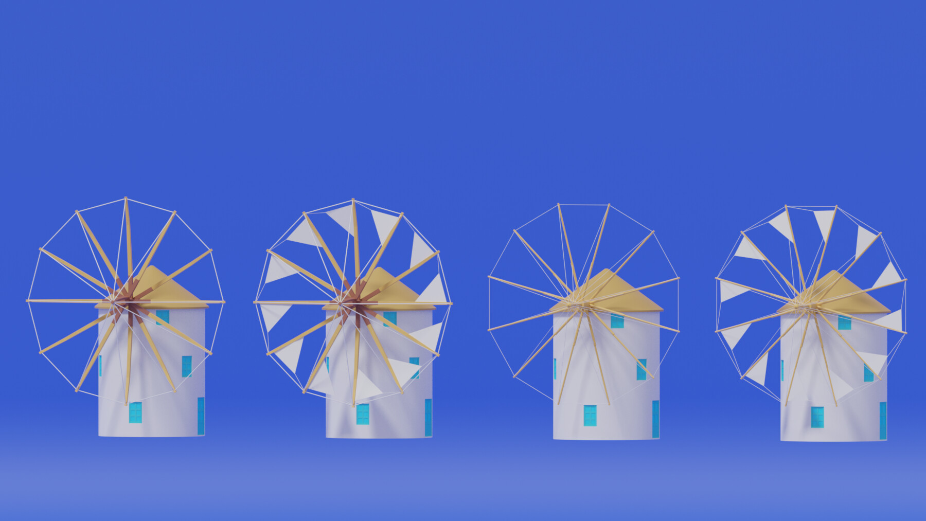 ArtStation - Cartoon Greek Windmill Collection 3D model | Resources