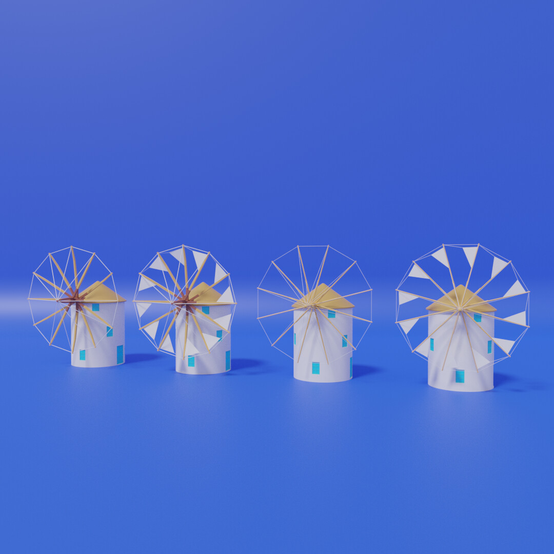 ArtStation - Cartoon Greek Windmill Collection 3D model | Resources
