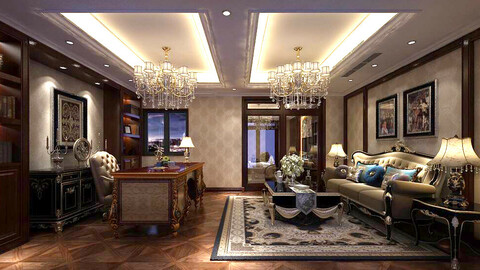 ArtStation - Study Room - American Style - 9410 | Resources