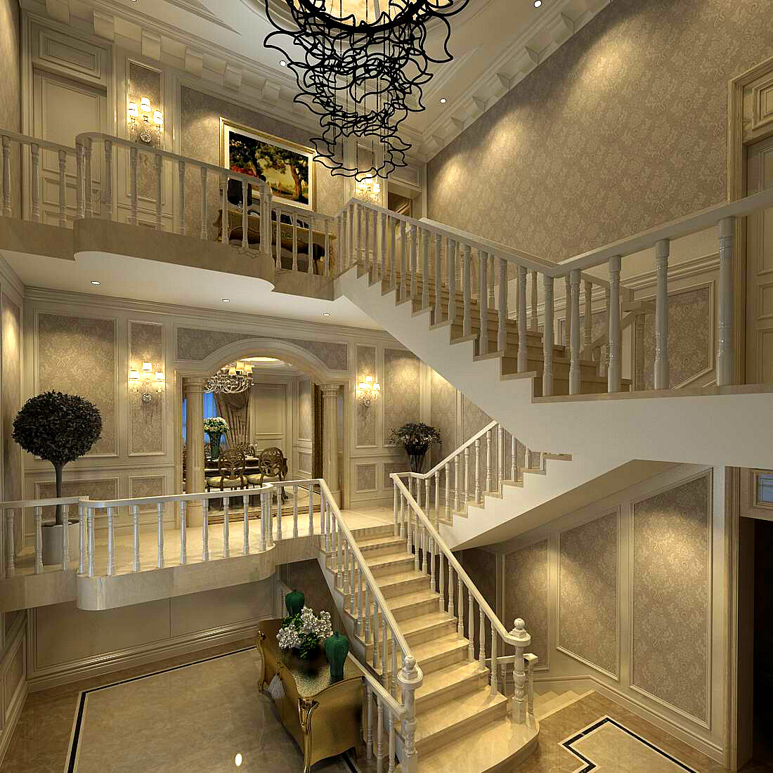 ArtStation - Hallway aisle balcony elevator stairs -05 | Resources