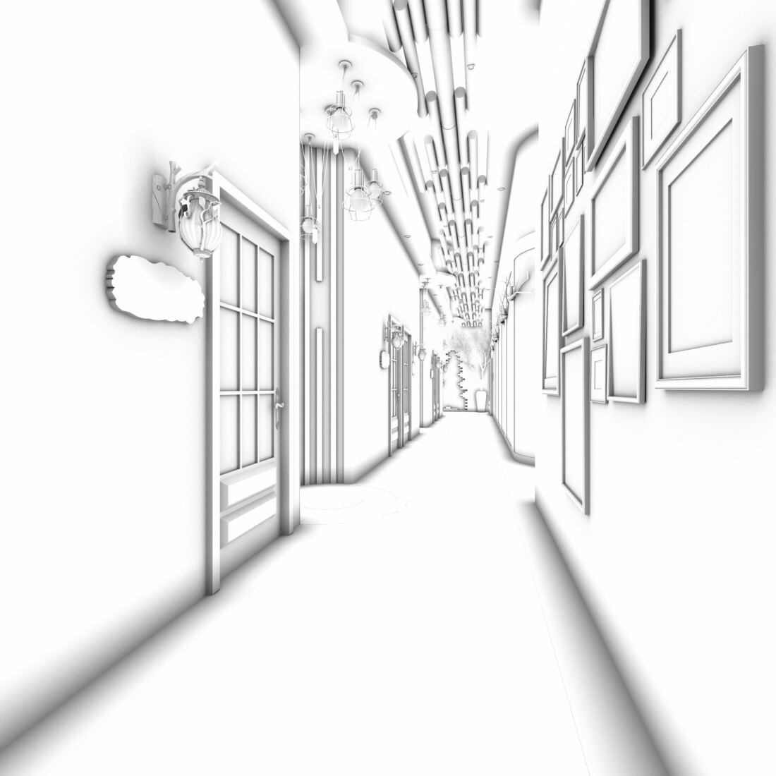 ArtStation - Hallway aisle balcony elevator stairs -020 | Resources