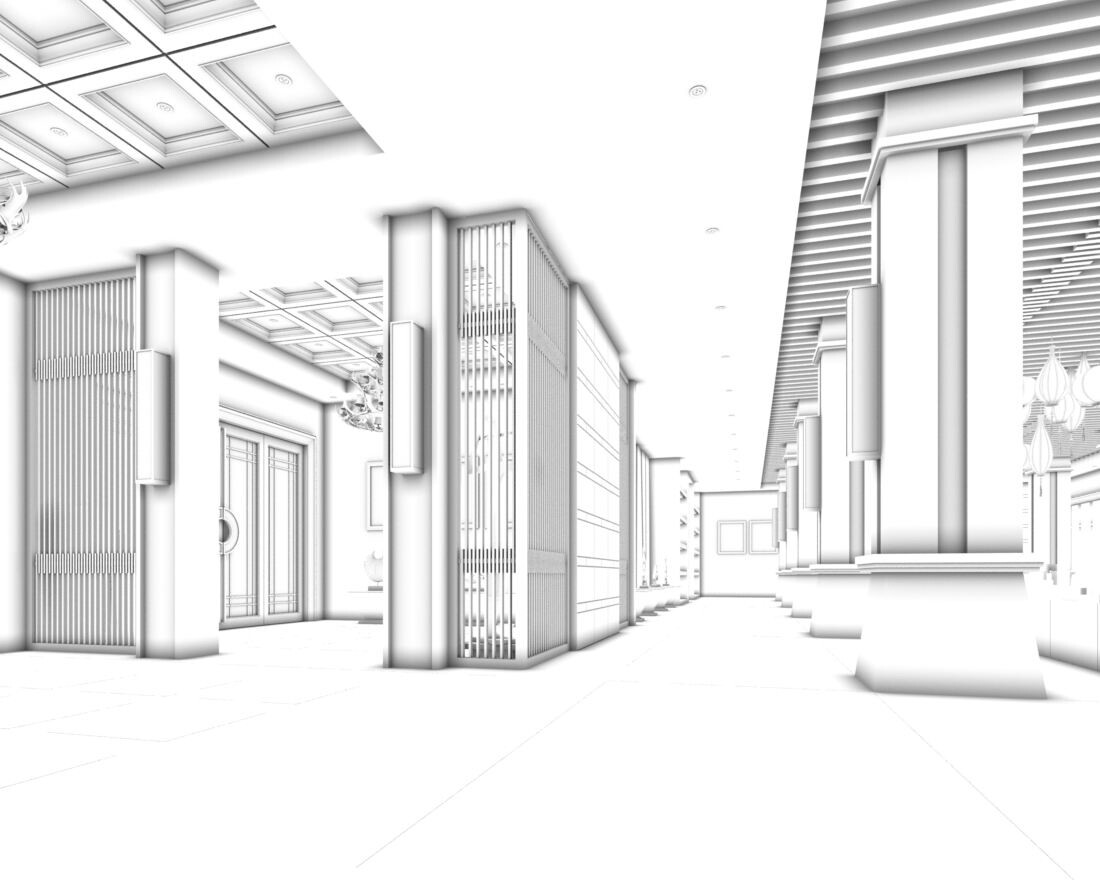 ArtStation - Hallway aisle balcony elevator stairs -0162 | Resources