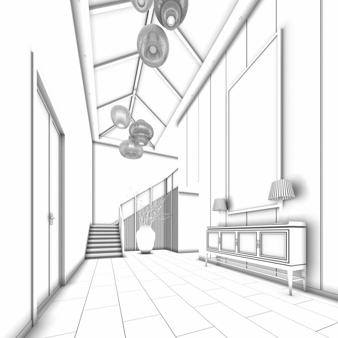 ArtStation - Hallway aisle balcony elevator stairs -0185 | Resources