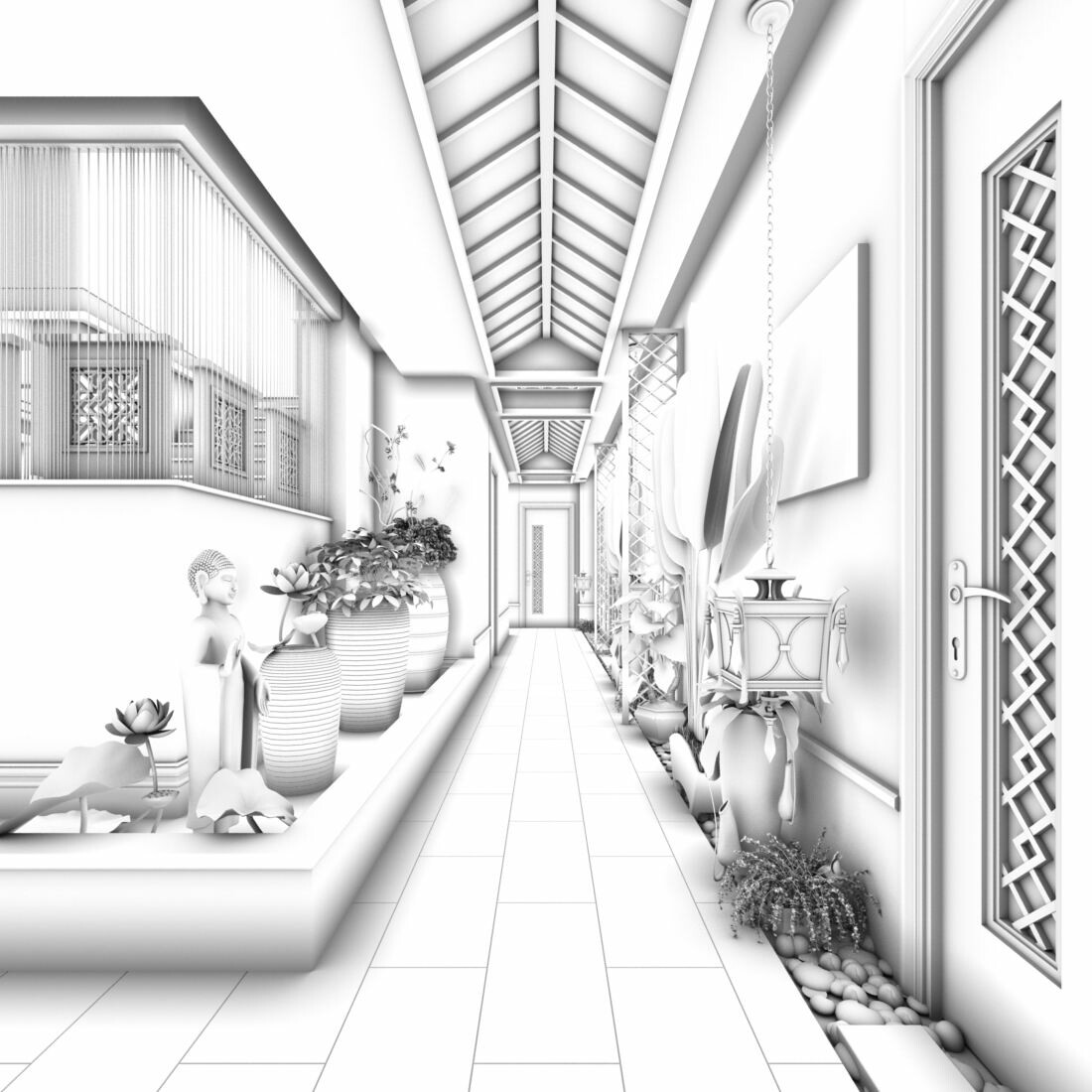 ArtStation - Hallway aisle balcony elevator stairs -0196 | Resources