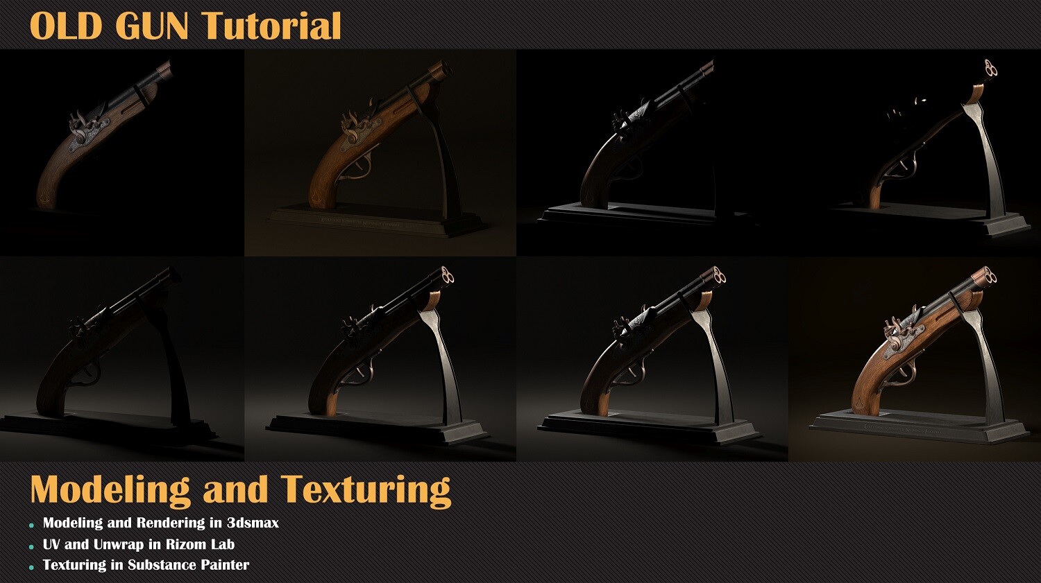 Milad Kambari - OLD GUN Tutorial ( Modeling, Texturing, Lighting )