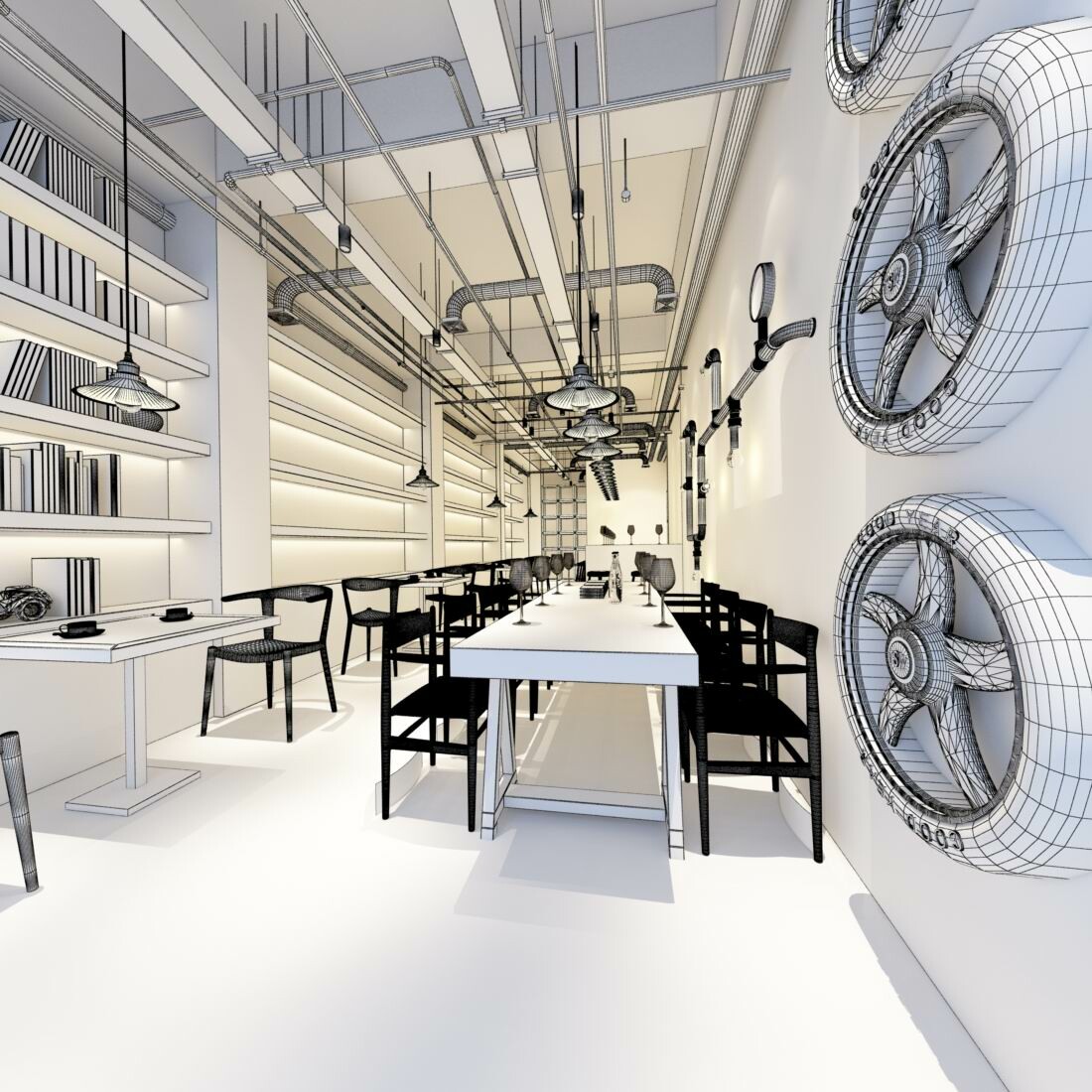 ArtStation - Industrial wind restaurant design 01 | Resources