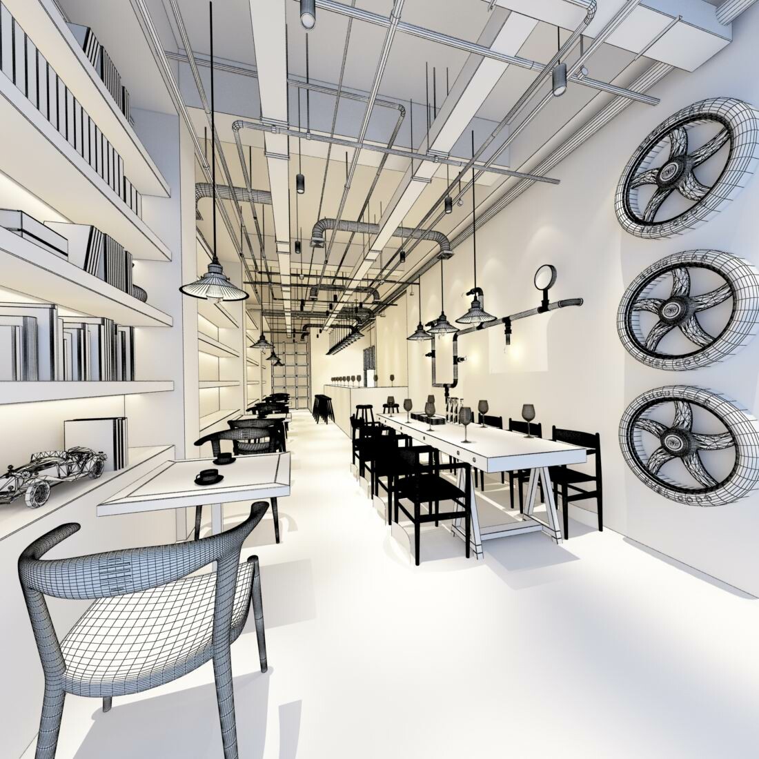 ArtStation - Industrial wind restaurant design 01 | Resources