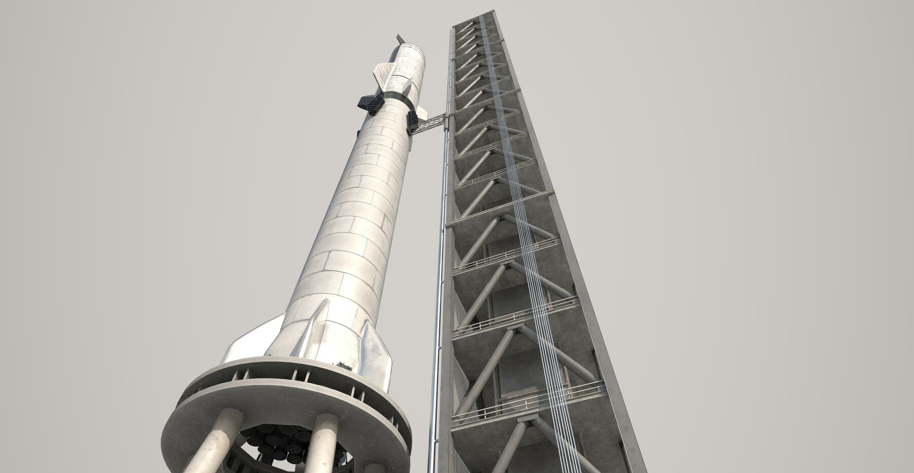 ArtStation - Starship Super Heavy and Tower | Game Assets