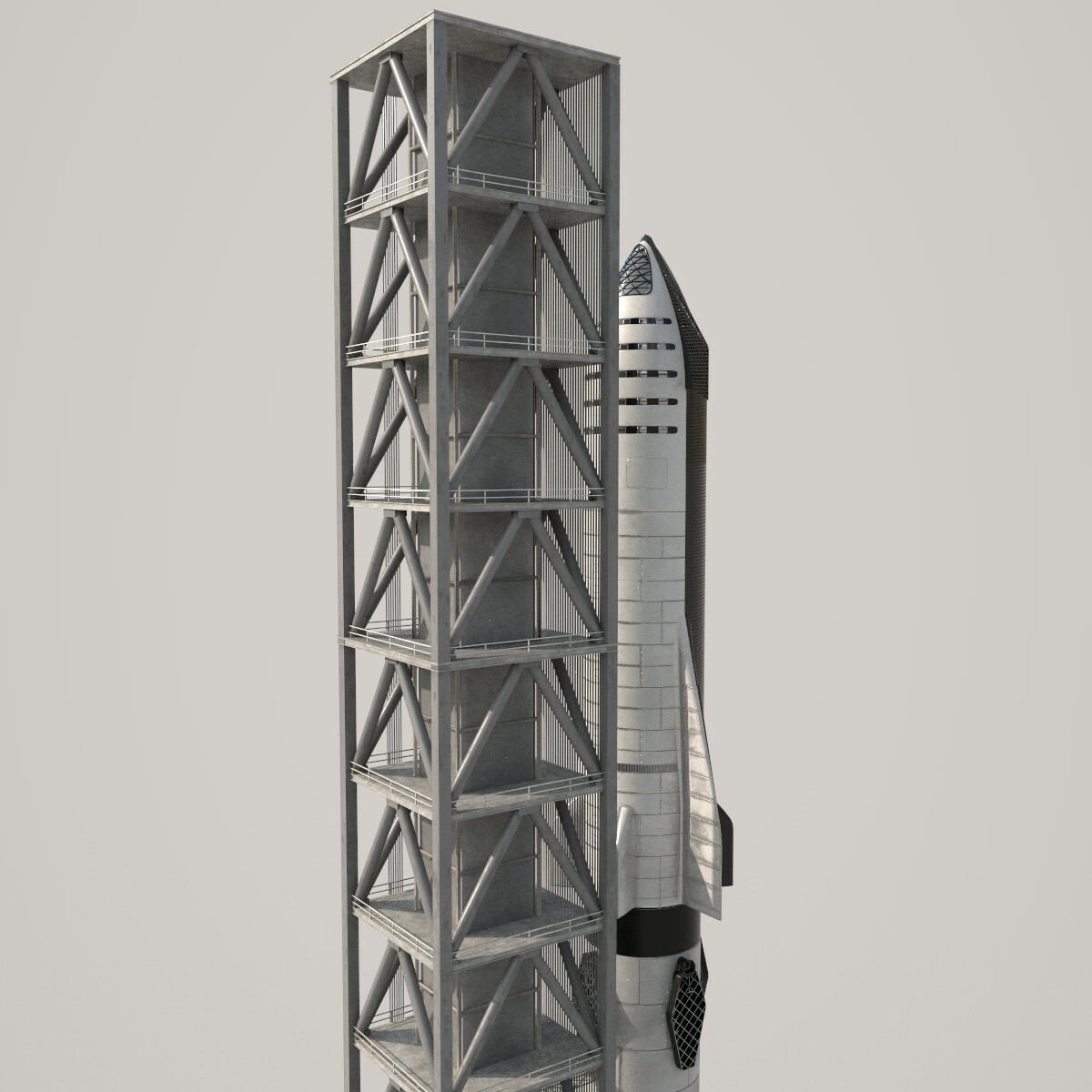 ArtStation - Starship Super Heavy and Tower | Game Assets
