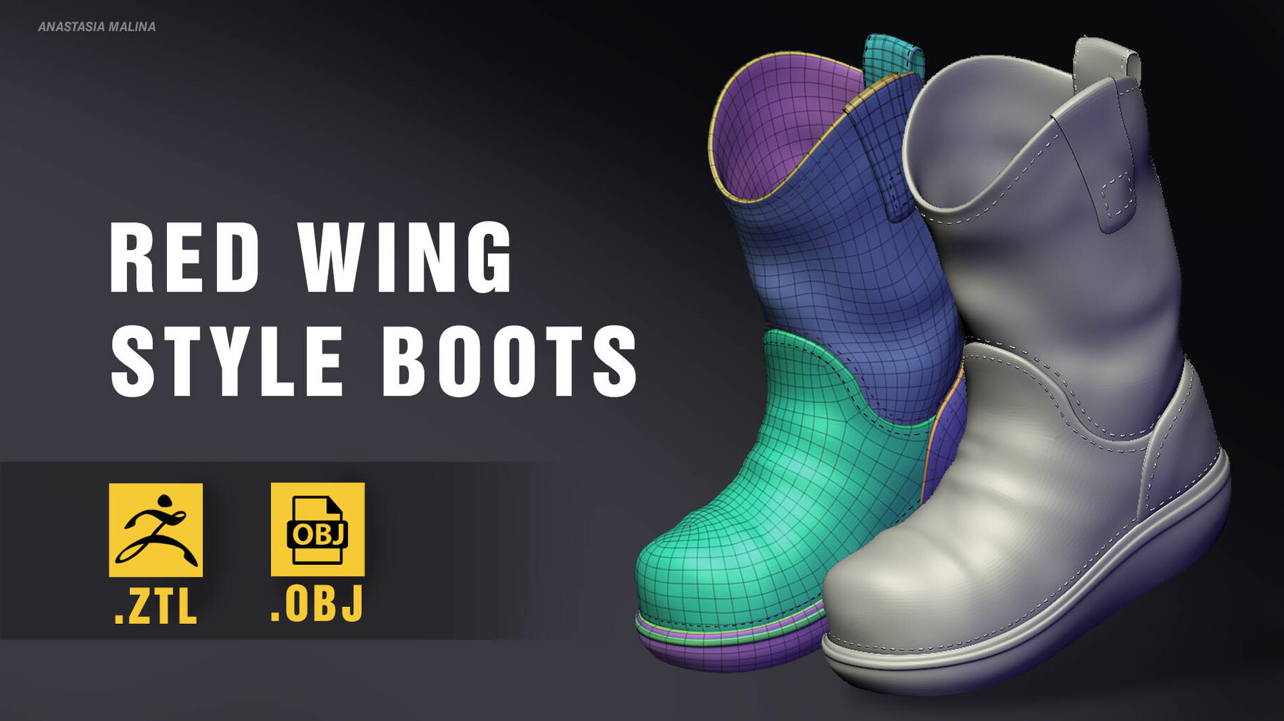 ArtStation - Red wing style boots (.ZTL+.OBJ) | Resources