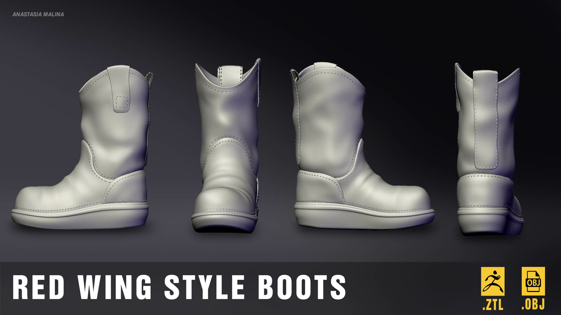 ArtStation - Red wing style boots (.ZTL+.OBJ) | Resources