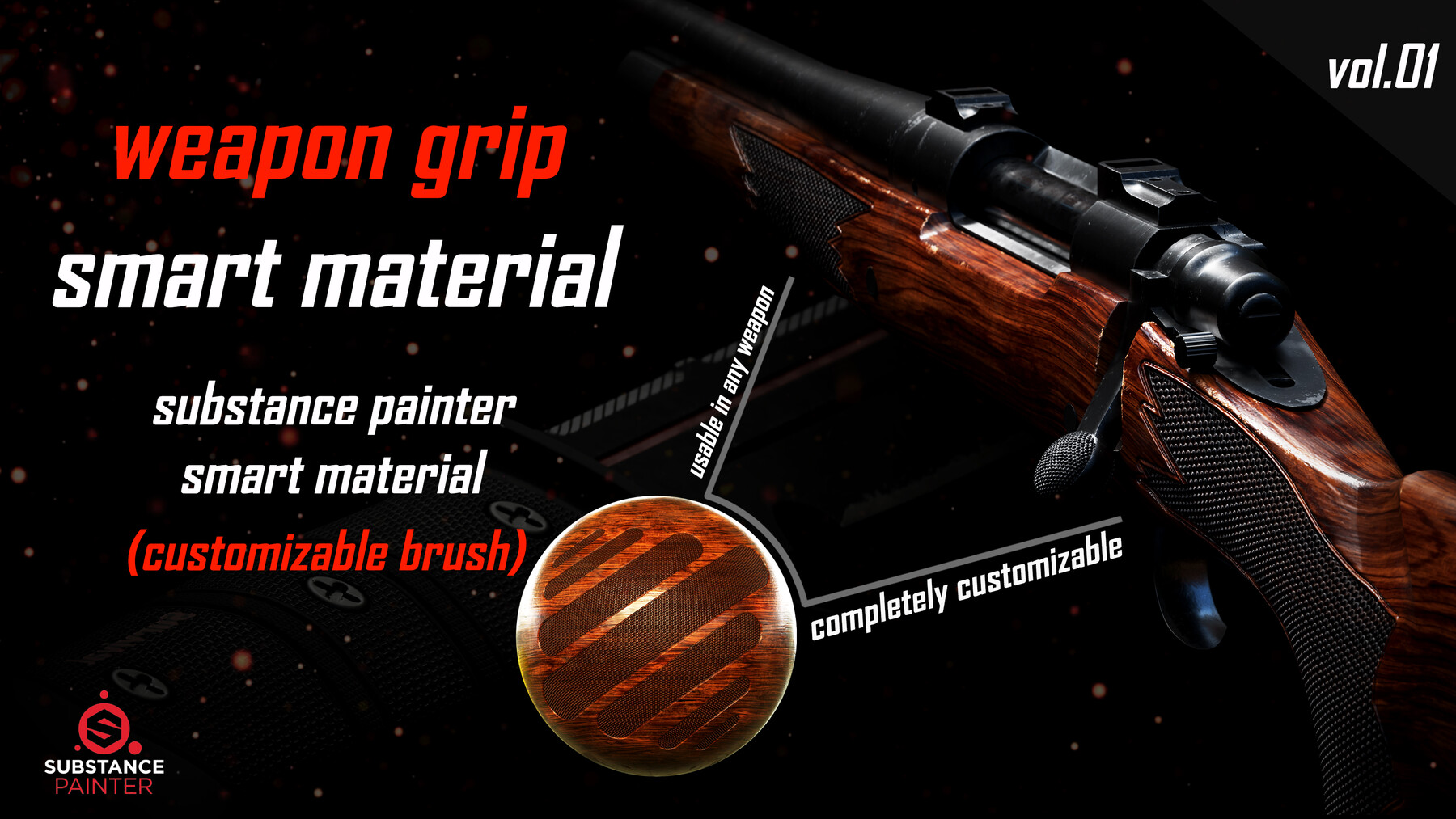 ArtStation - Weapon Grip Smart Material_Substance Painter _Vol01 | Brushes