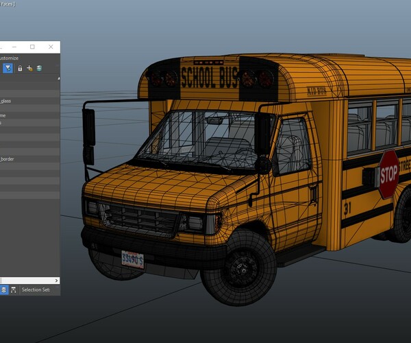 ArtStation - American school mid bus | Game Assets