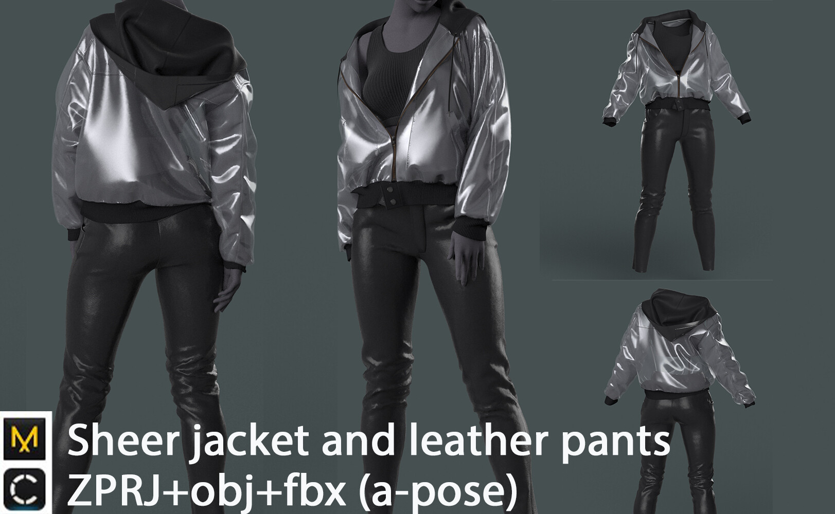 ArtStation - Sheer jacket and leather pants | clo3d | marvelous designer | Resources