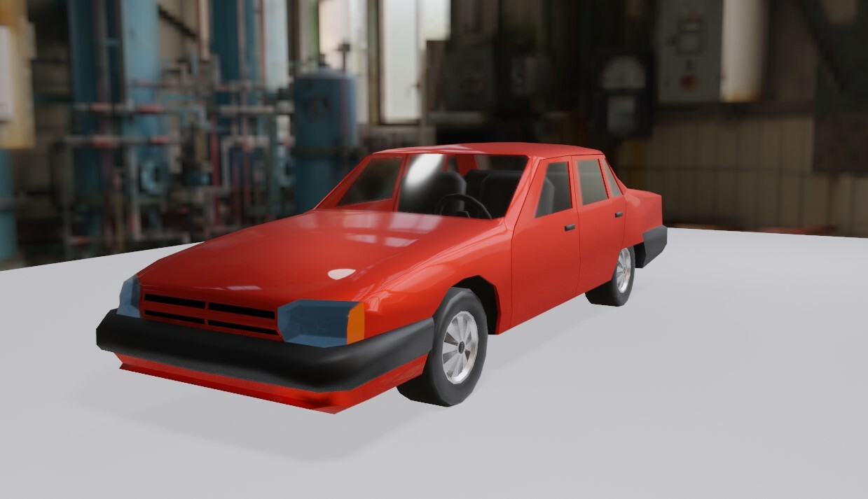 ArtStation - Basic Car - Red - Carro Low-poly 3D model | Game Assets