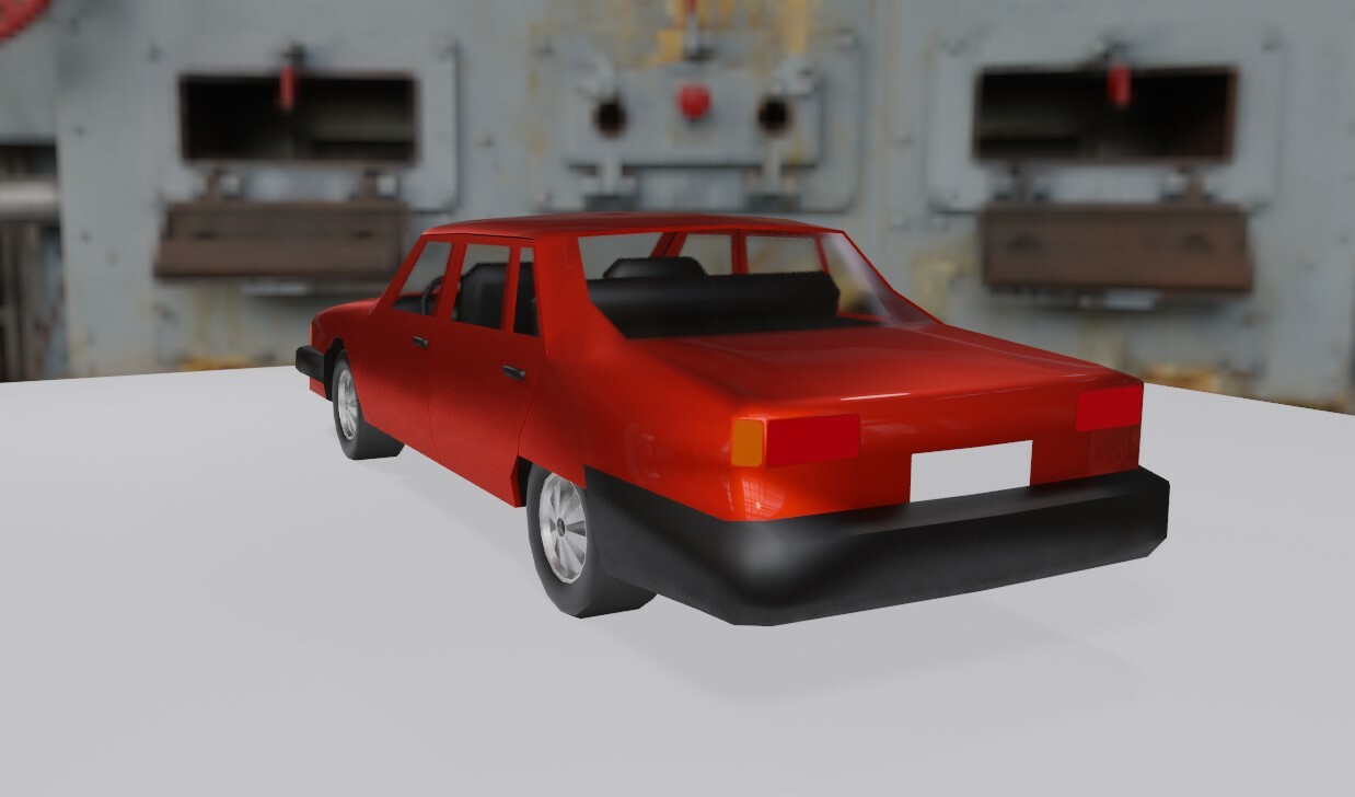 ArtStation - Basic Car - Red - Carro Low-poly 3D model | Game Assets