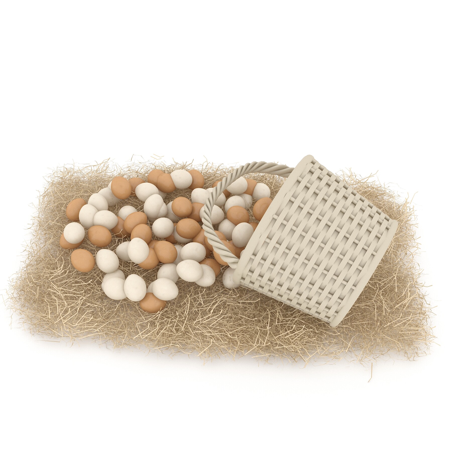 ArtStation - basket straw and eggs are natural 3D model | Game Assets