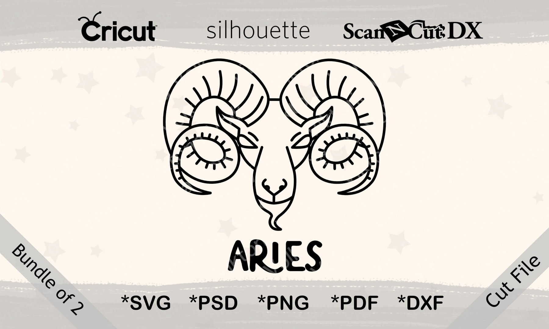 ArtStation - Aries Zodiac Icon Illustration Cut File svg, png, pdf, dxf ...