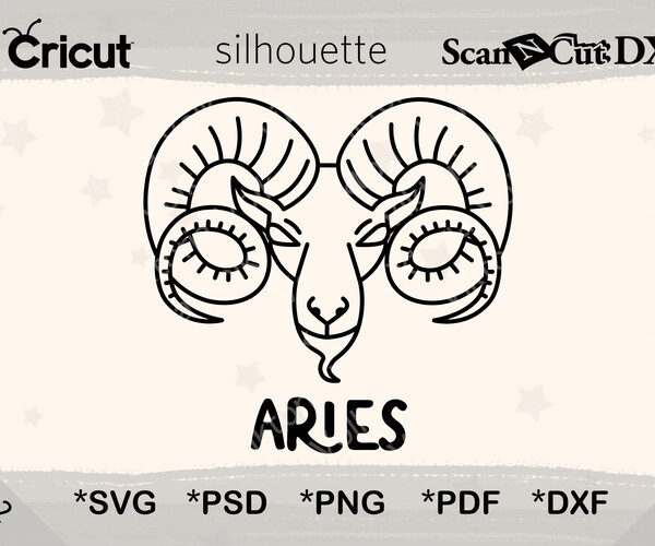 ArtStation - Aries Zodiac Icon Illustration Cut File svg, png, pdf, dxf ...