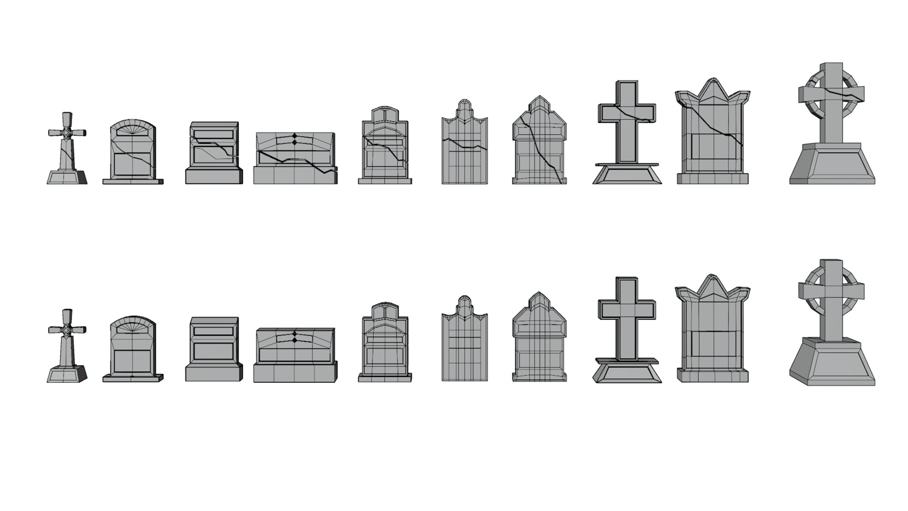 ArtStation - Grave Stones Pack Low-Poly (Pack of 20) | Game Assets