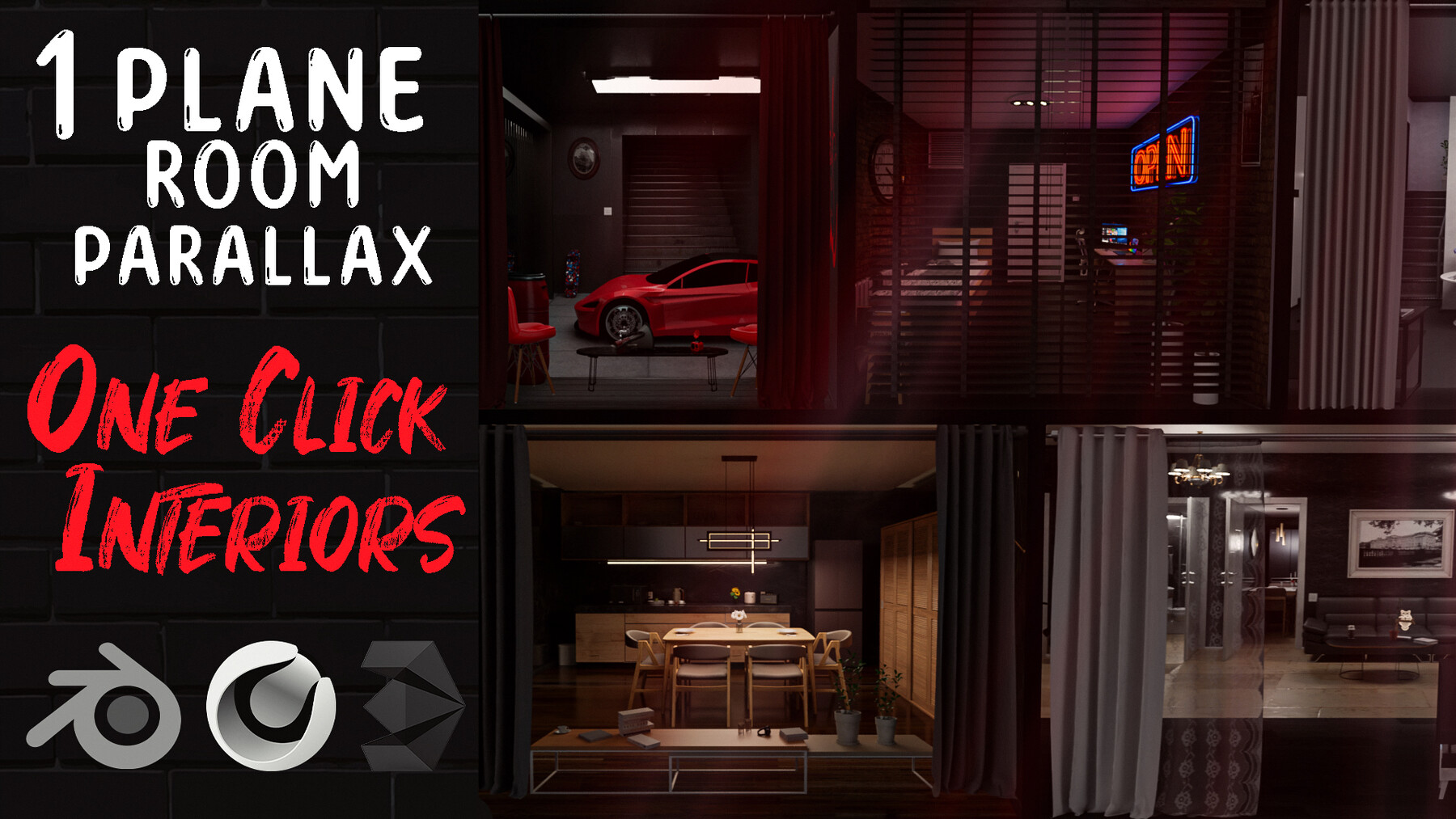 ArtStation - Parallax room pack | One click interiors | 20+20 | KPACK ...